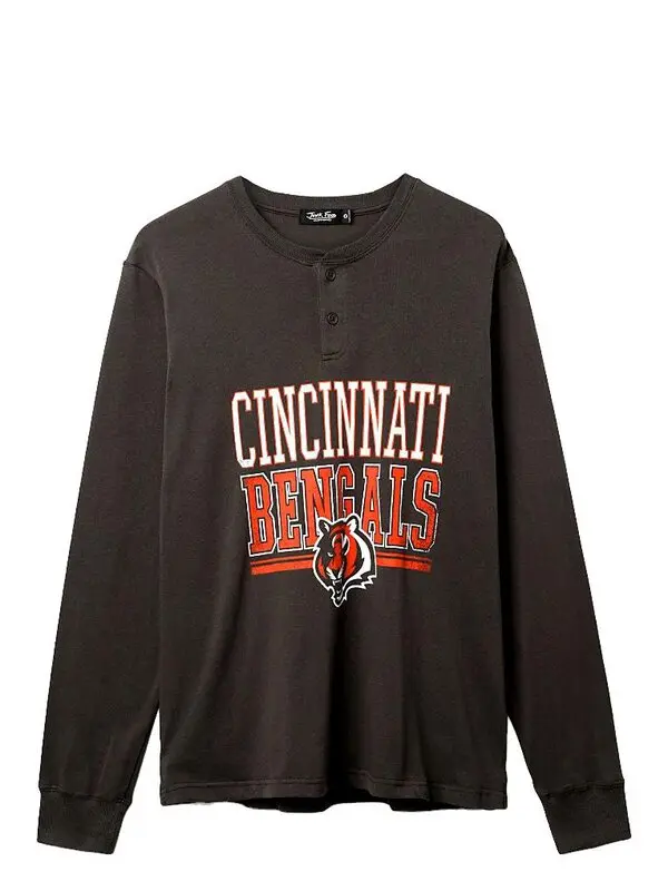 Junk Food Clothing Nfl Cincinnati Bengals Long Sleeve Henley - Vintage Black