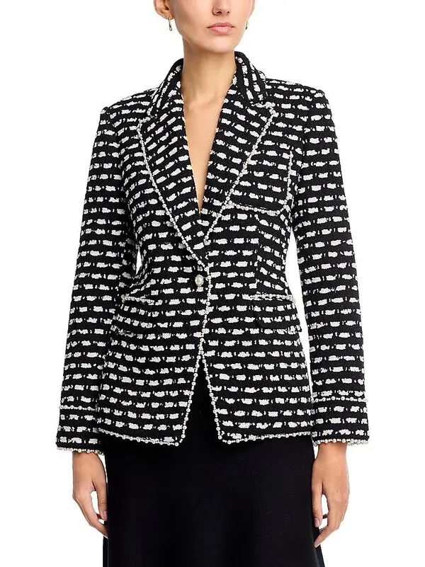 Elie Tahari Selma Tweed Jacket - Black And White Tweed