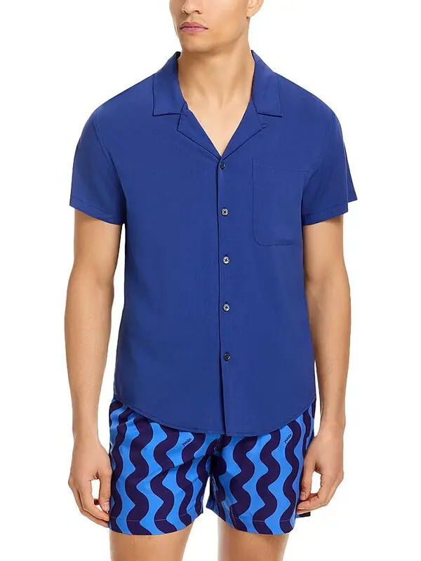 YUASA MENSWEAR Solid Resort Shirt - Ocean Cavern