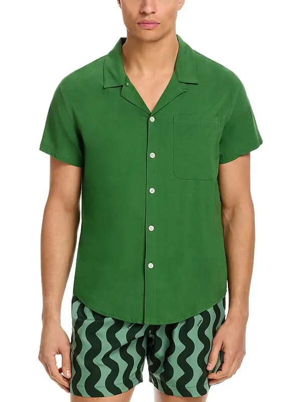 YUASA MENSWEAR Solid Resort Shirt - Campsite Green