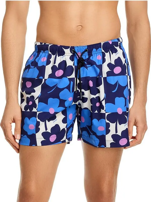 YUASA MENSWEAR Floral Printed Swim Shorts - Blue