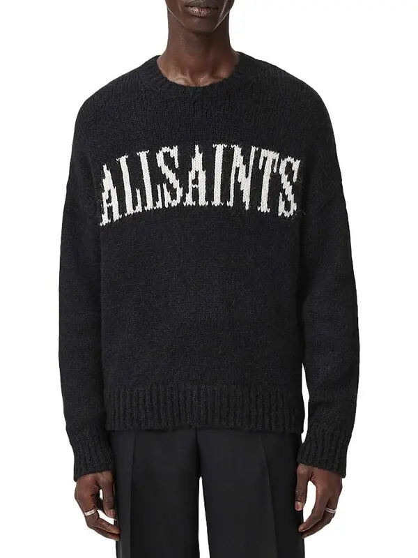 ALLSAINTS Stokes Oversized Fit Logo Sweater - Black/ecru