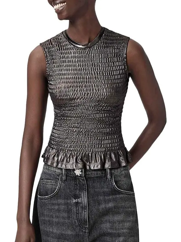 ALLSAINTS Ode Metallic Tank Top - Gunmetal Grey