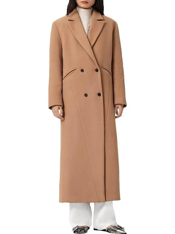 ALLSAINTS Nellie Wool Cashmere Coat - Rattan Brown