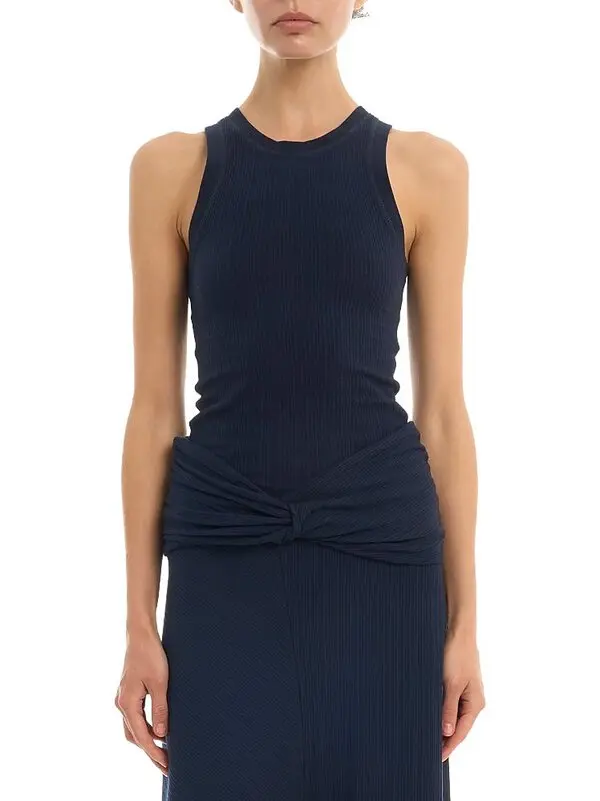 Victoria Beckham Ribbed Tank Top - Navy