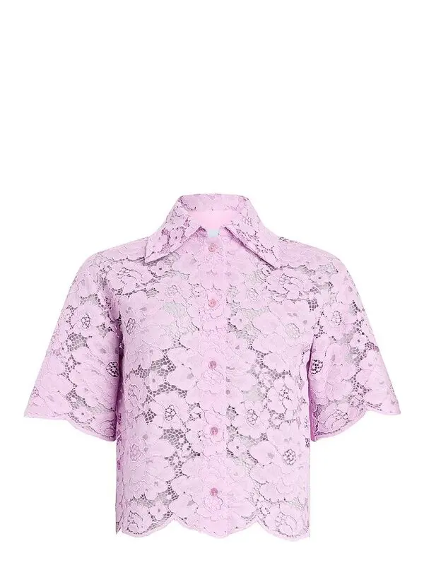 PATOU Cropped Lace Blouse - Pink