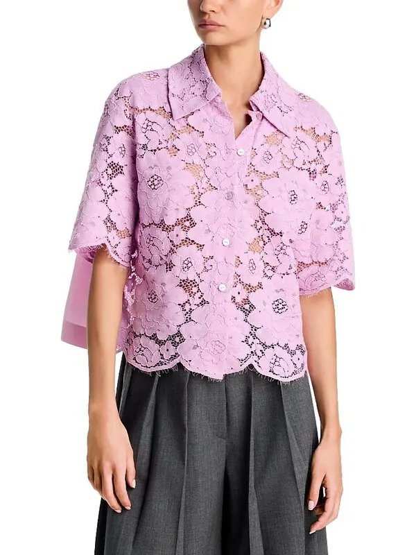 PATOU Cropped Lace Blouse - Pink