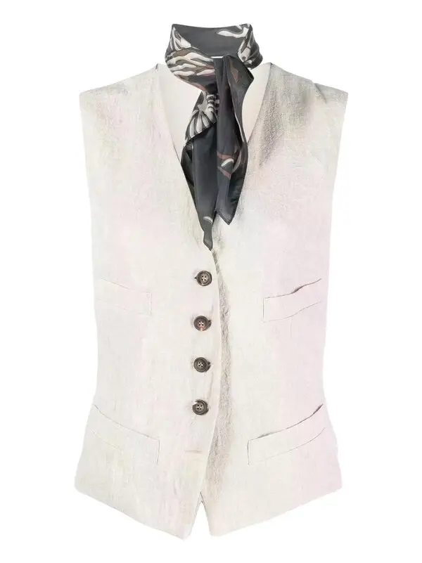 Brunello Cucinelli V-neck Button-up Waistcoat - Neutrals