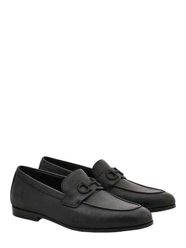 FERRAGAMO Slip-on Deerskin Loafers - Nero