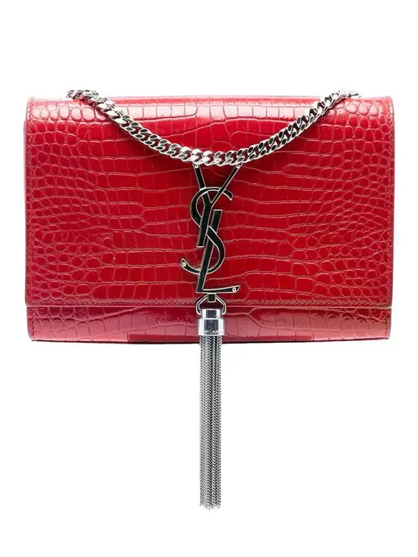 Saint Laurent 2019 Small Embossed Leather Kate Tassel Crossbody Bag - Red