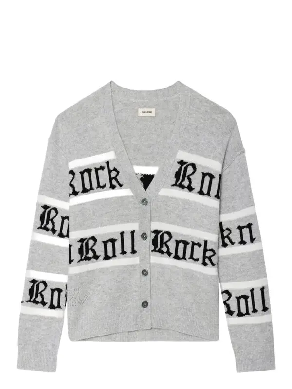 Zadig&Voltaire Striped Wool And Cashmere Blend Cardigan - Grey