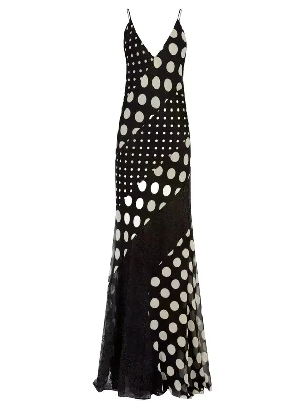 Nina Ricci Polka-dot Silk Maxi Dress - Black