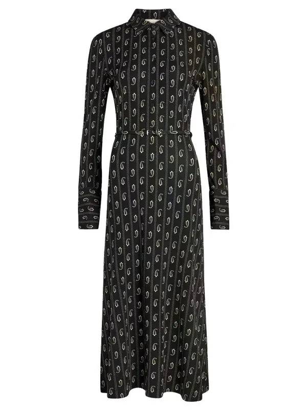 Tory Burch Paisley Belted Shirt Midi Dress - Blue