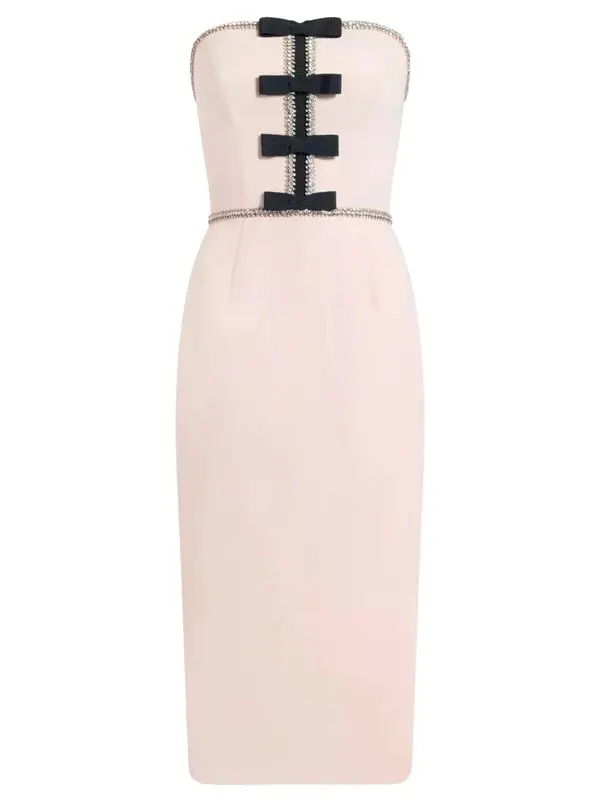 Jenny Packham Odette Bow-embellished Midi Dress - Neutrals