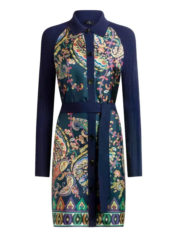 Etro Ribbed Paisley Cardigan - Blue