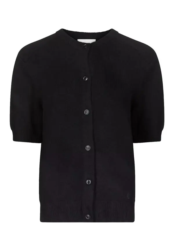 Loulou De Saison Jodi Short-sleeve Ribbed Cardigan - Black