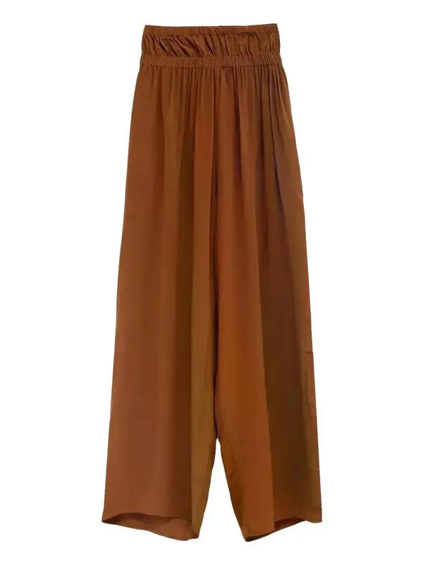 BASERANGE Elasticated Wide Leg Trousers - Brown