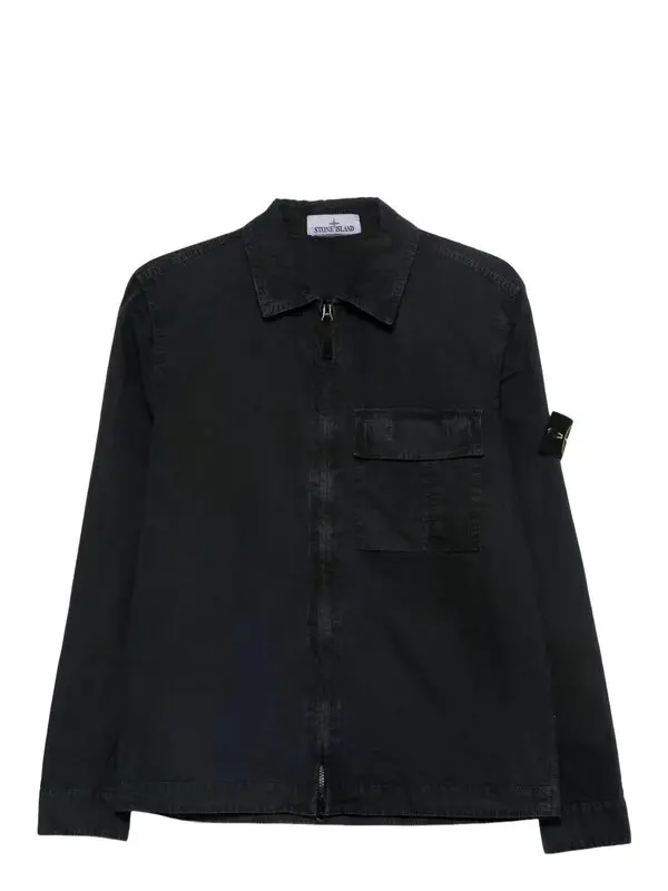 Stone Island Shirt Jacket With Zip Pocket - Blue