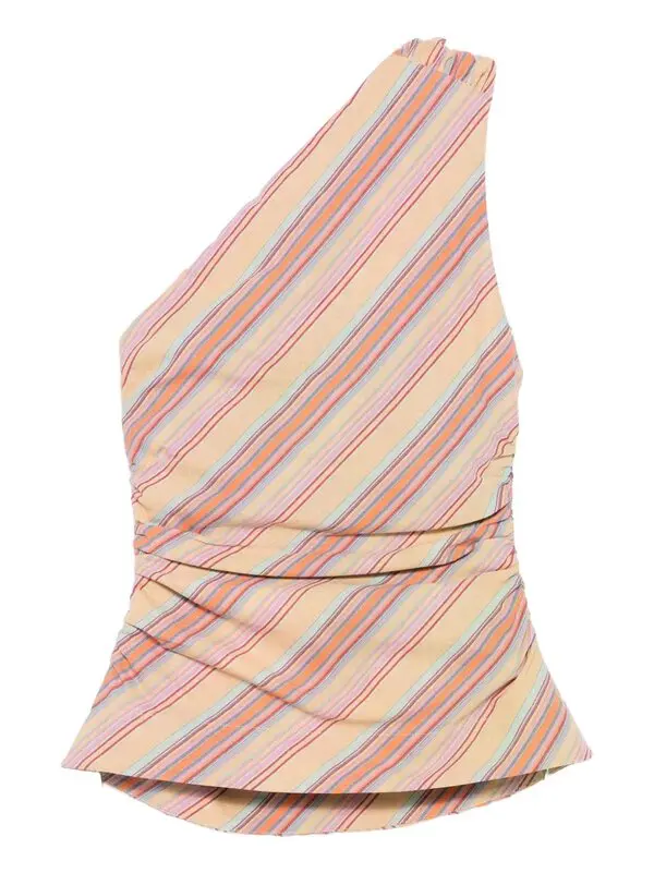 Faithfull The Brand Aurora Striped One-shoulder Blouse - Neutrals