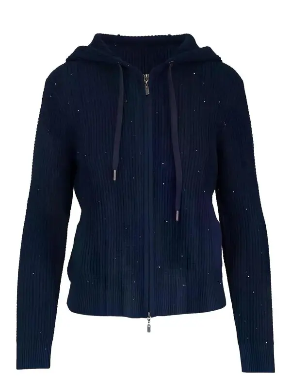 Kinross Cashmere Hooded Zip-up Sweater - Blue