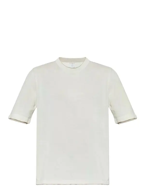 Eleventy Ribbed-trim T-shirt - Neutrals