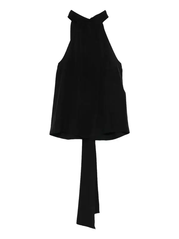 TOM FORD Ribbed Tie-neck Blouse - Black