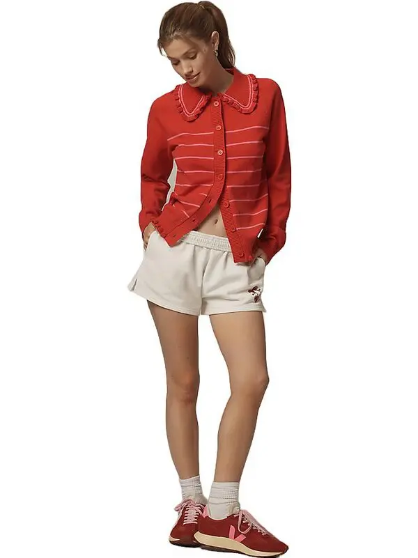 Beach Riot Emmele Collared Cardigan Sweater - Red/pink Stripe