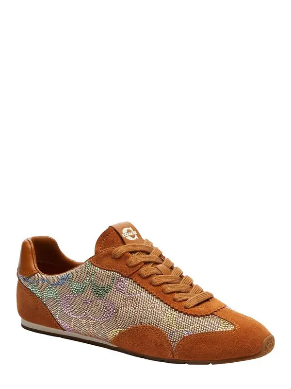 Coach Flat Sneaker In Crystal Signature Jacquard - Light Tan Multi