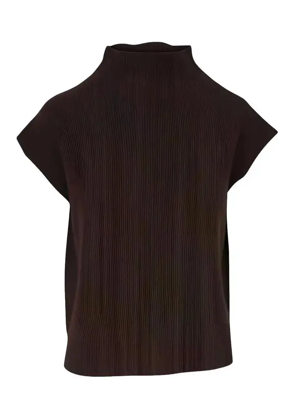 Kinross Cashmere Ribbed Knit Top - Brown
