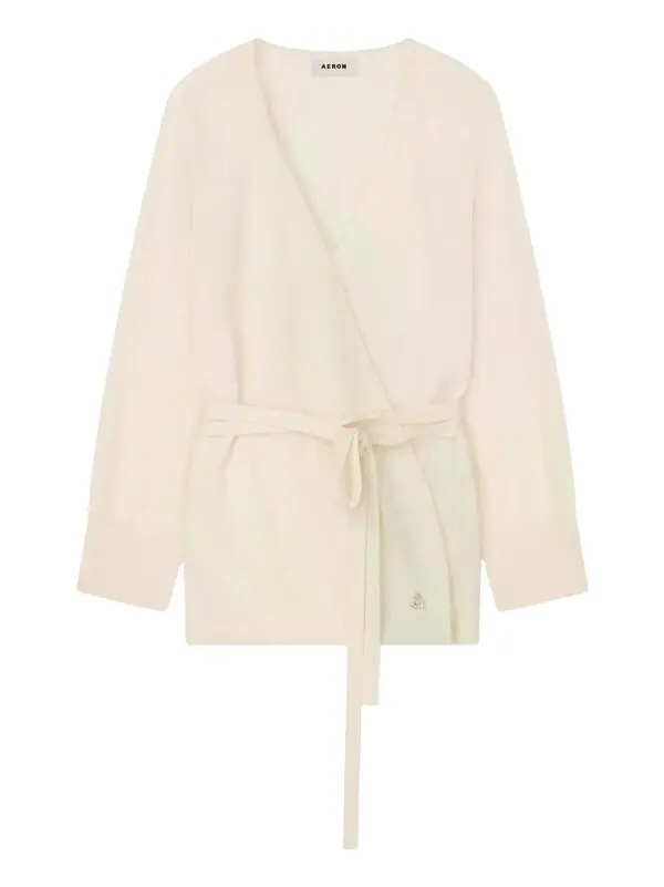 AERON Belted Wrap Cardigan - Neutrals