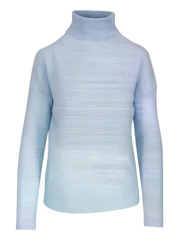 Kinross Cashmere Ribbed Roll-neck Top - Blue