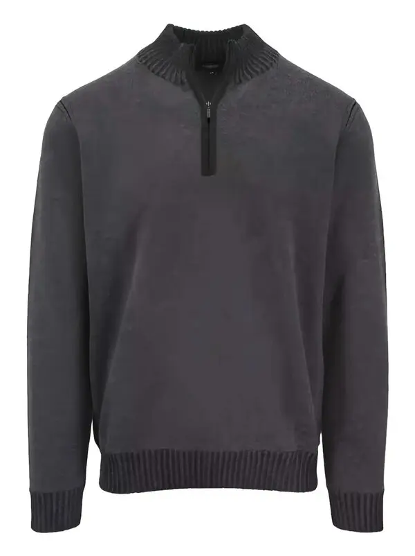 Kinross Cashmere Half-zip Mock Neck Sweater - Grey
