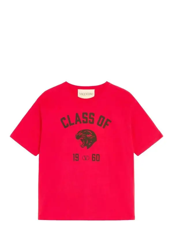 Valentino Garavani Panther-print Cotton T-shirt - Red