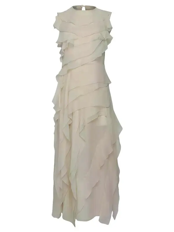 Altuzarra Gigi Ruffled Midi Gown - Neutrals