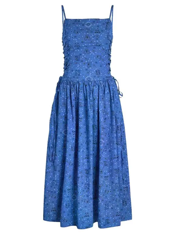 DAMSON MADDER Angelina Paisley-print Sleeveless Dress - Blue