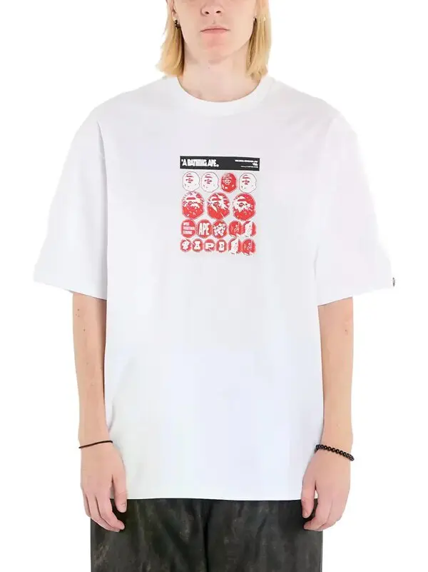 A BATHING APE Sticker Graphic-print T-shirt - White