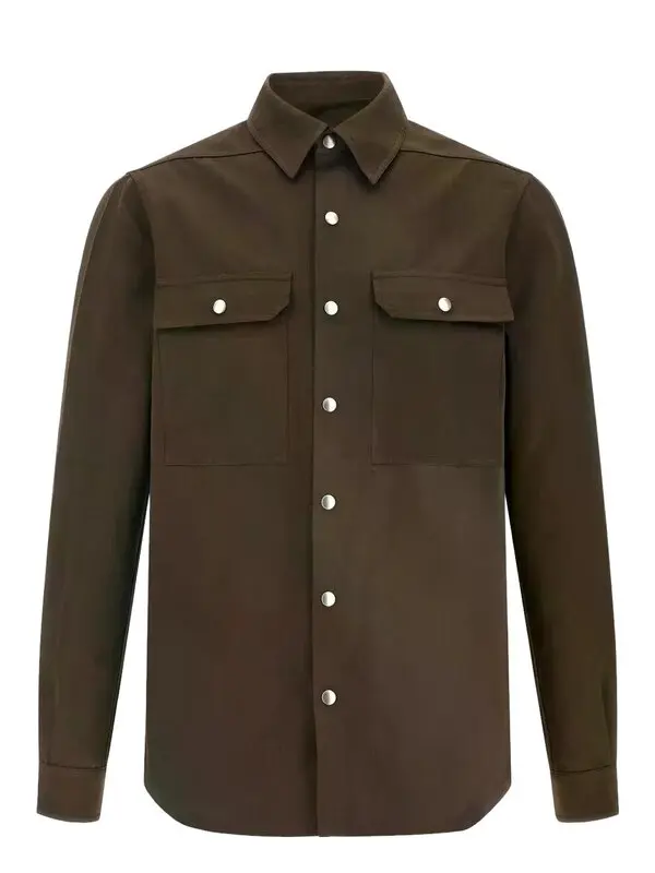 Rick Owens Outershirt Snap Button Pockets Shirt - Brown
