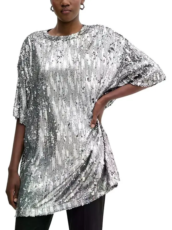 ANIYE BY Sequin-embellished T-shirt Dress - Silver