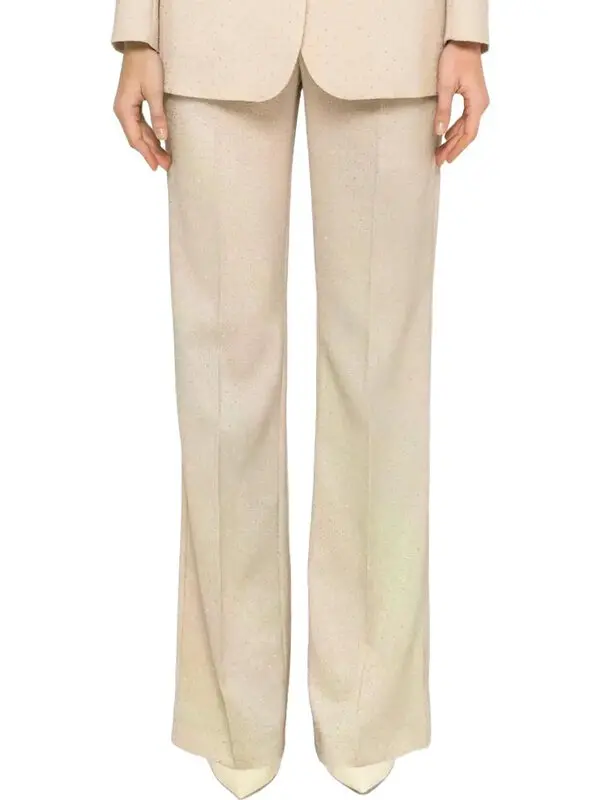 NISSA Rhinestone-embellished Trousers - Neutrals