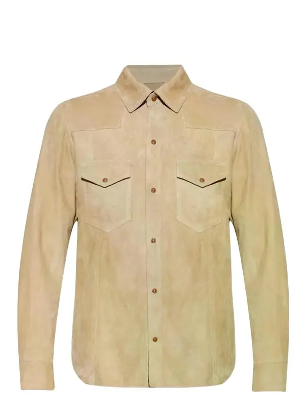 Eleventy Flap-pocket Suede Shirt - Neutrals