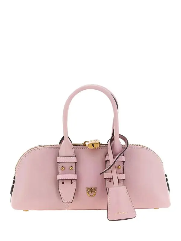 Pinko Love Birds Bowling Leather Handbag - Pink