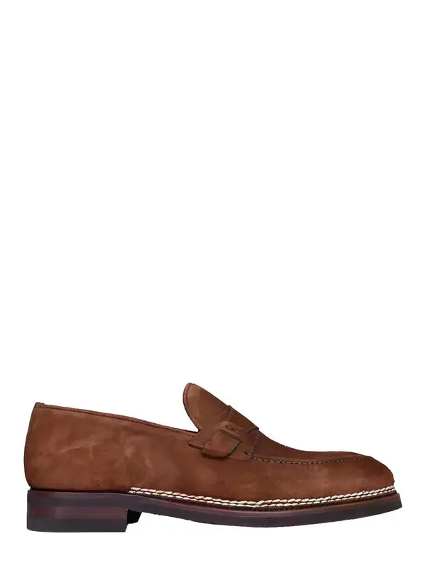 Bontoni Buckled Stitch Detail Loafers - Brown