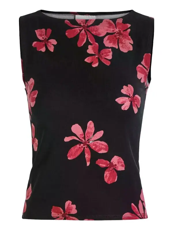 REFORMATION Floral Sleeveless Tank Top - Black