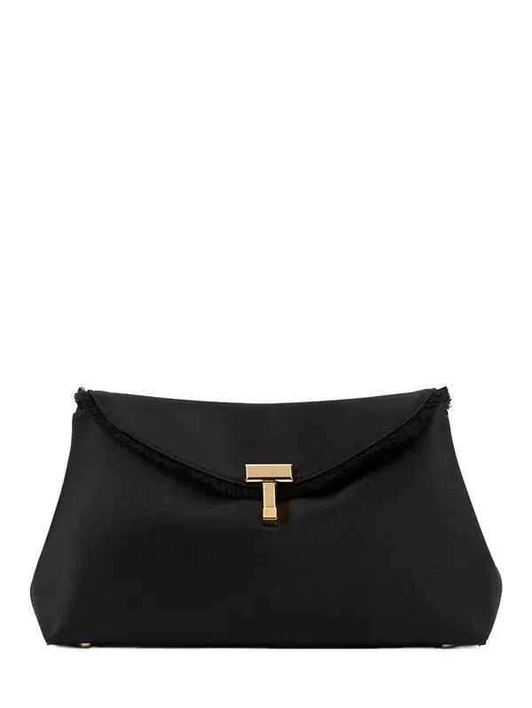 TOTEME Mini T-lock Frayed Clutch - Black