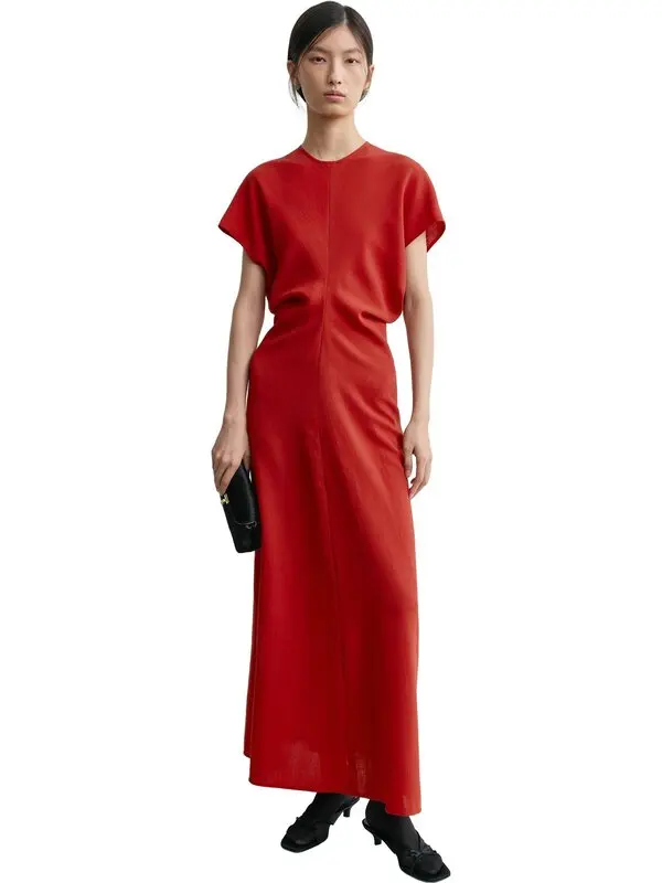 TOTEME Slouch Waist Wool Dress - Poppy