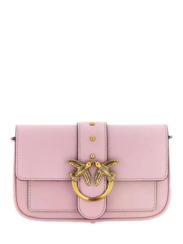 Pinko Pocket Love One Studs Birds Crossbody Bag - Pink