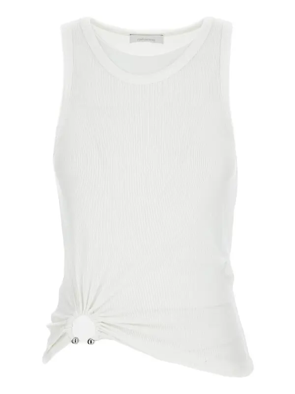 Rabanne Ribbed Stretch Cotton Tank Top - White