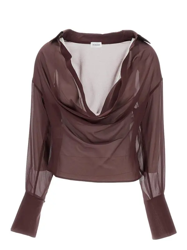 Andamane Lilia Silk-blend Blouse With V-neck - Red