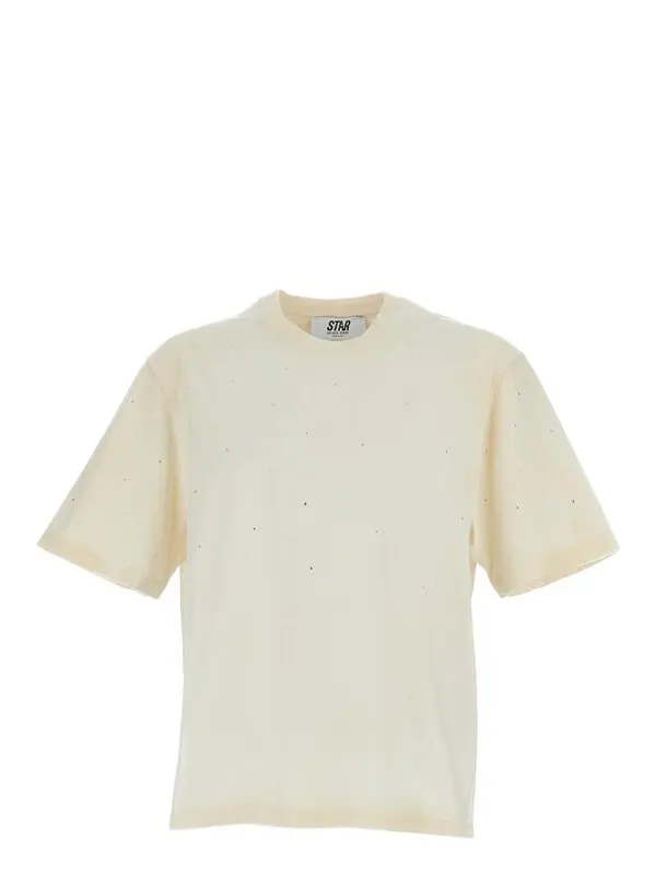 GOLDEN GOOSE Cotton T-shirt With Micro Studs - White