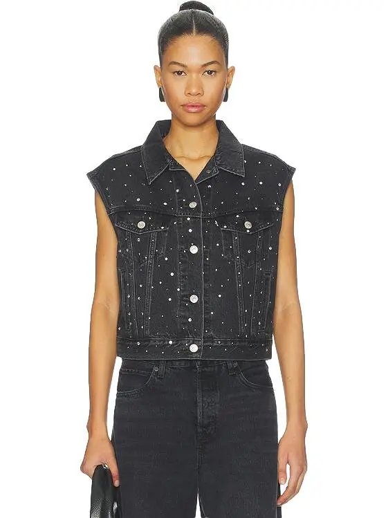 LEVI'S Shrunken 90s Vest With Rhinestone Embellishments - Black
